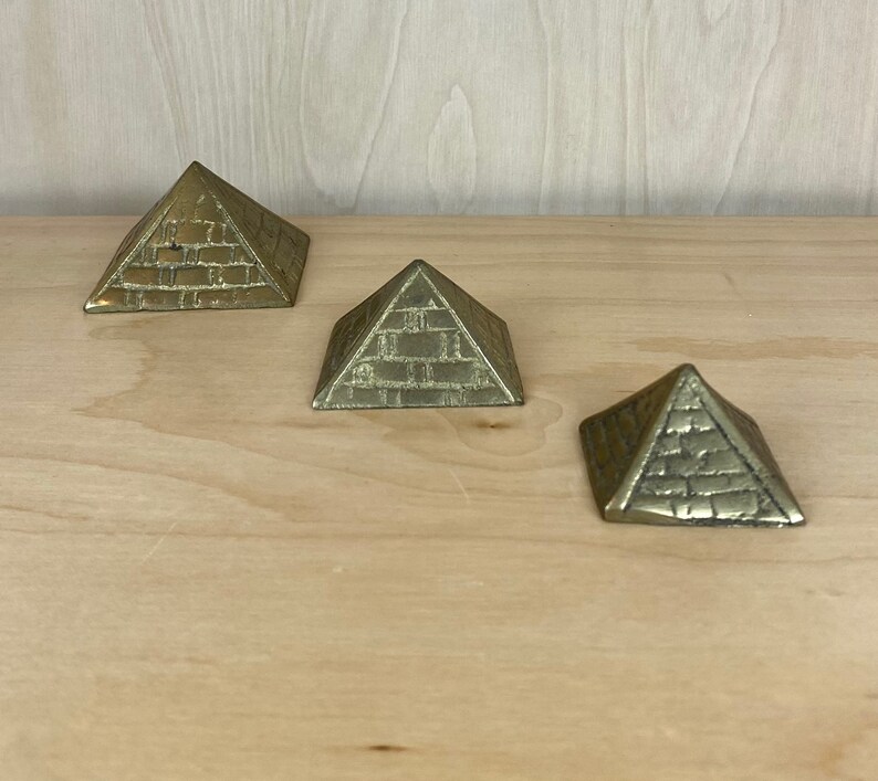 Set of 3 Vintage Stacking Gold Brass Egyptian Pyramids Pyramids of Giza ...