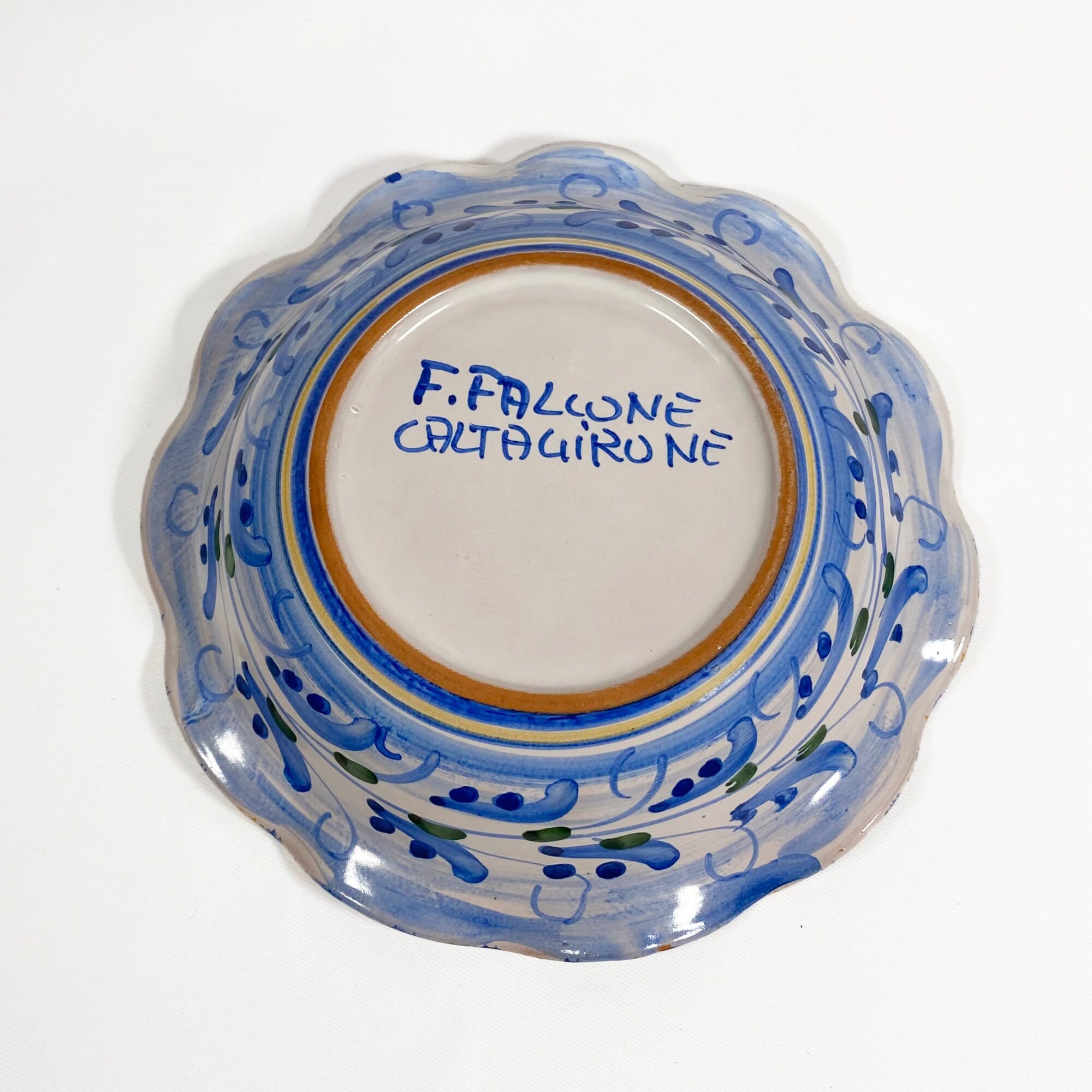 Hand Painted & Signed Decorative Ceramic Bowl With Scalloped Edge by F ...