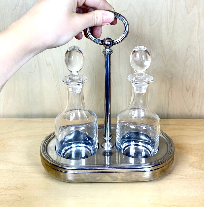 Sambonet Crystal & Steel Cruet Set SBT Italian Oil Vinegar - Etsy
