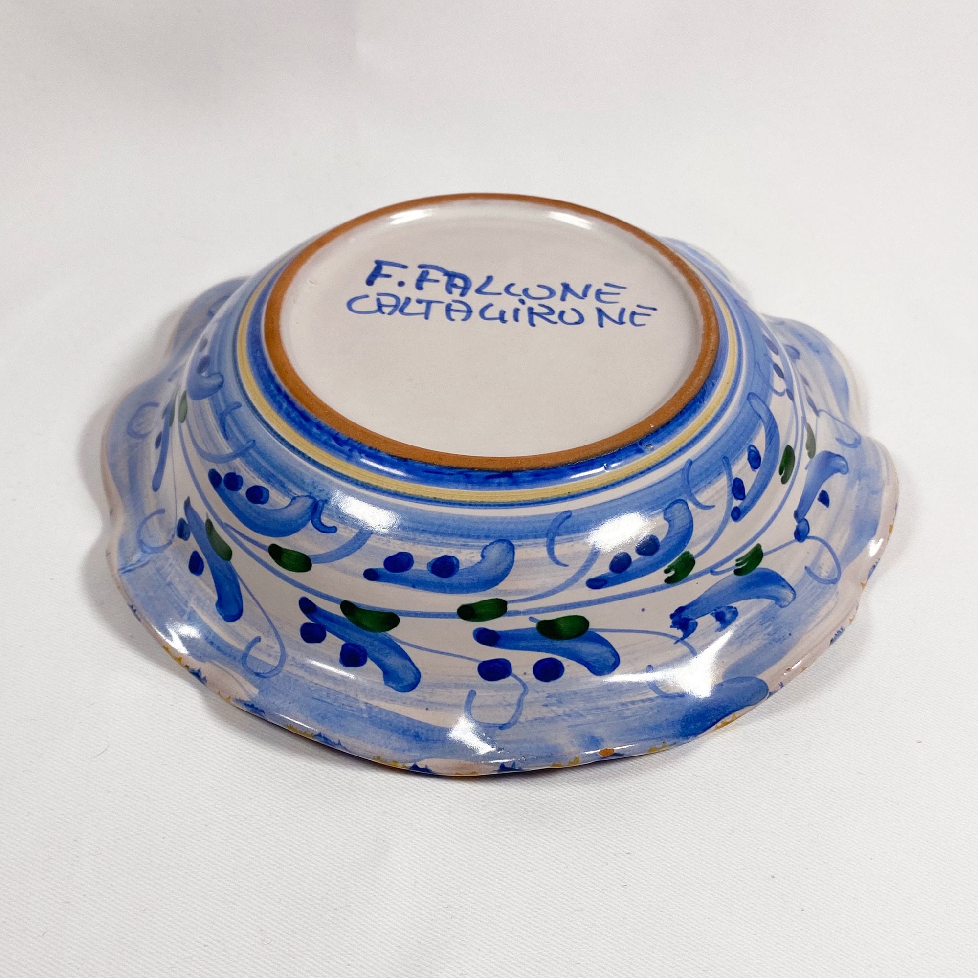 Hand Painted & Signed Decorative Ceramic Bowl With Scalloped Edge by F ...
