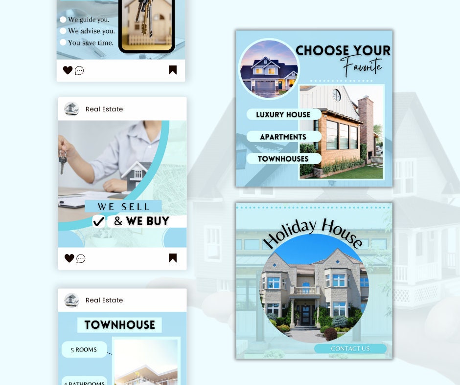 Real Estate Instagram Post Templates, Ready to Post, Instagram Stories ...