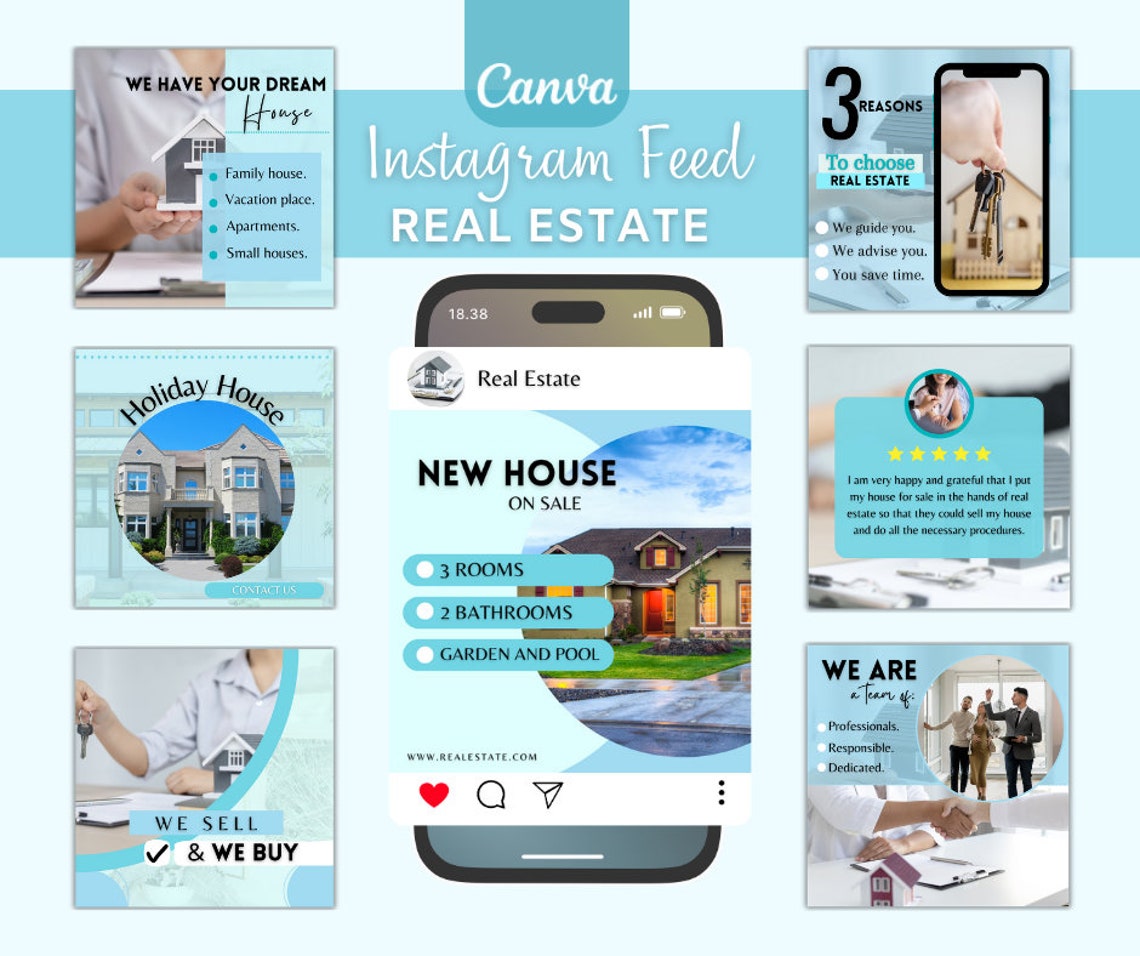 Real Estate Instagram Post Templates, Ready to Post, Instagram Stories ...