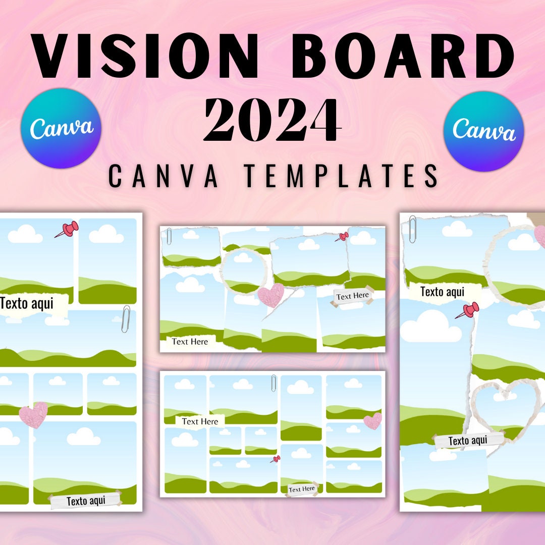 Vision Board Canva Template, 2024 Manifestation, Journals, & Positive ...