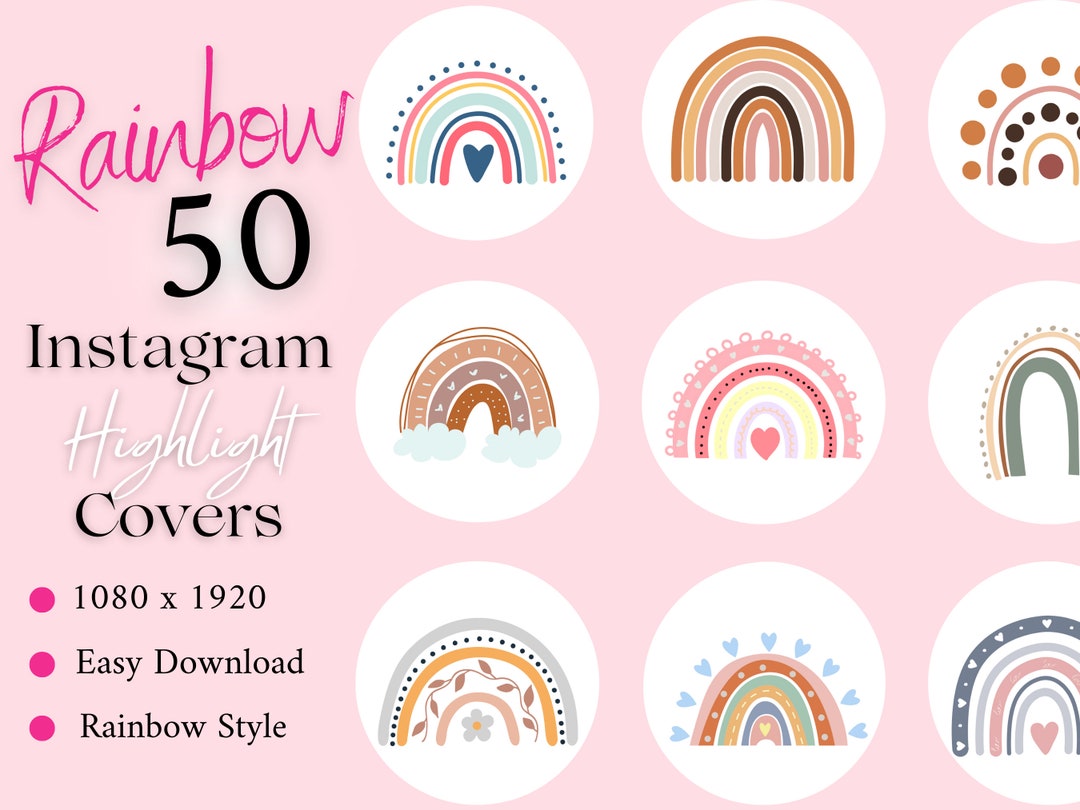 50 RAINBOW Boho Instagram Highlight Covers, Instagram Stories, Boho ...