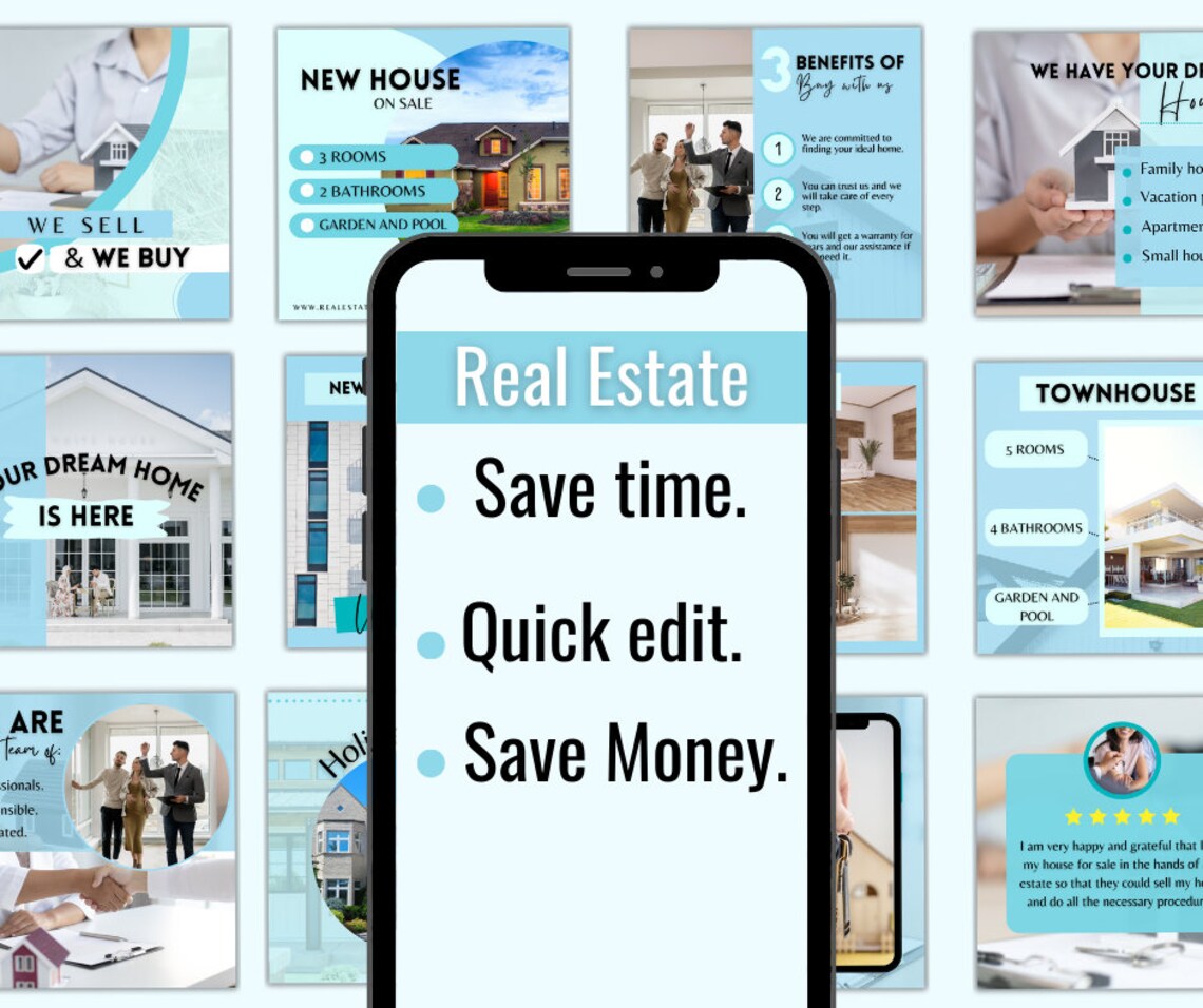 Real Estate Instagram Post Templates, Ready to Post, Instagram Stories ...