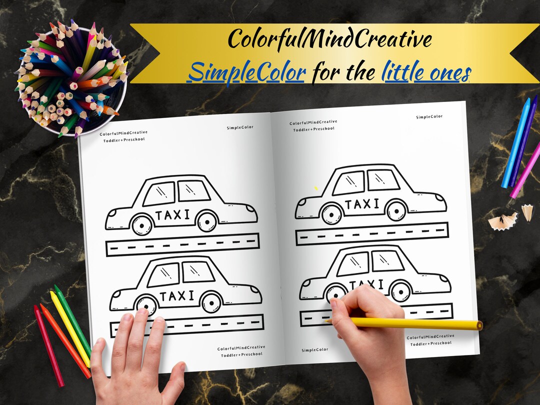 Taxi Coloring Page, Toddler Coloring Page, Preschool Coloring Page ...