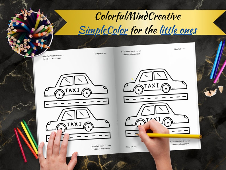Taxi Coloring Page, Toddler Coloring Page, Preschool Coloring Page ...