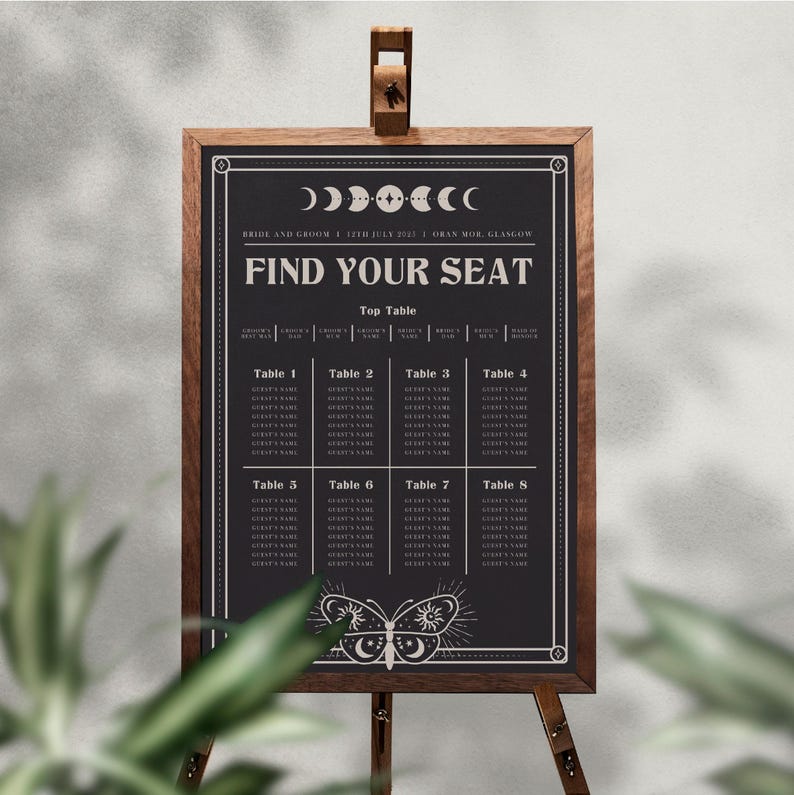 Digital Wedding Table Plan -dark Divination | Wedding Stationery ...