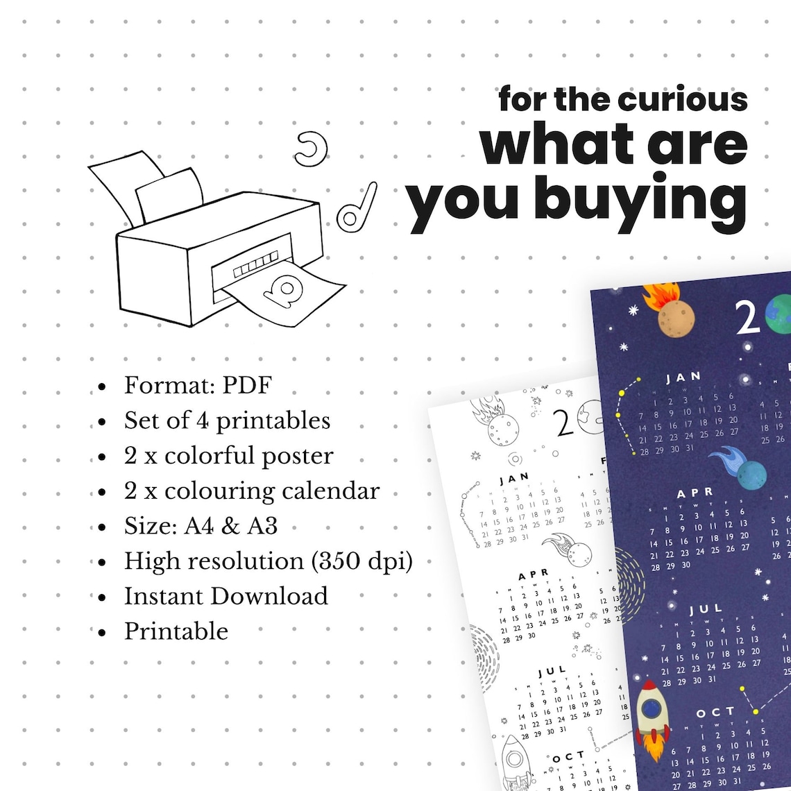 Space Calendar 2024 for Kids| Printable Kids Calendar 2024 | Homeschool ...