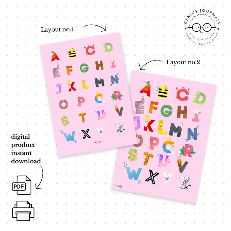 ABC Posters for Girls Set of 8 | Letters Homeschooling | Nursery Wall ...
