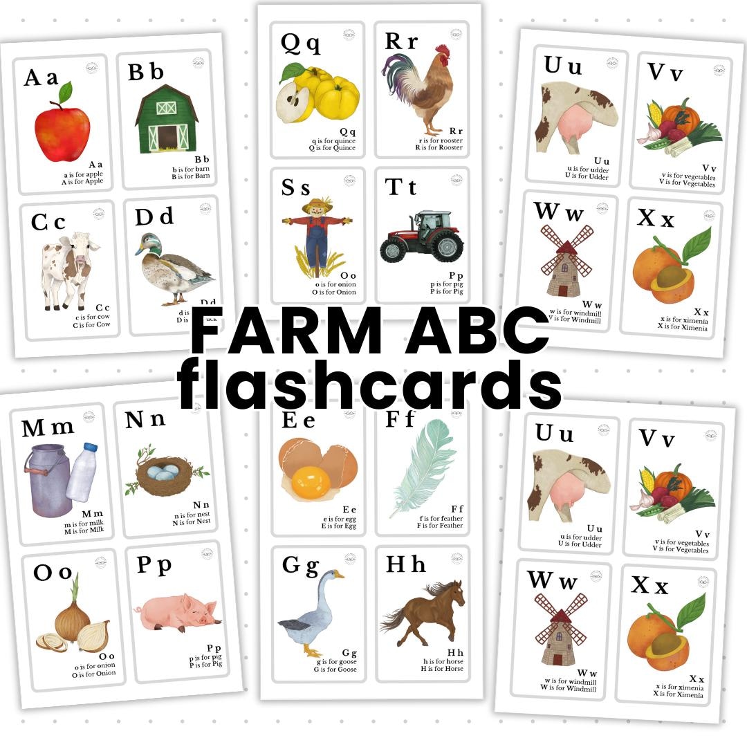 Farm Animal Alphabet Flashcards | Uppercase & Lowercase Letters ...