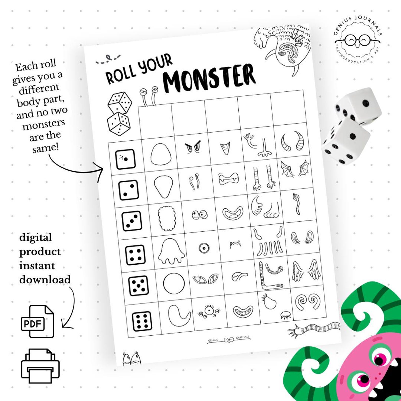 Roll the Dice Monster Maker | Create Your Own Monster | Activity ...