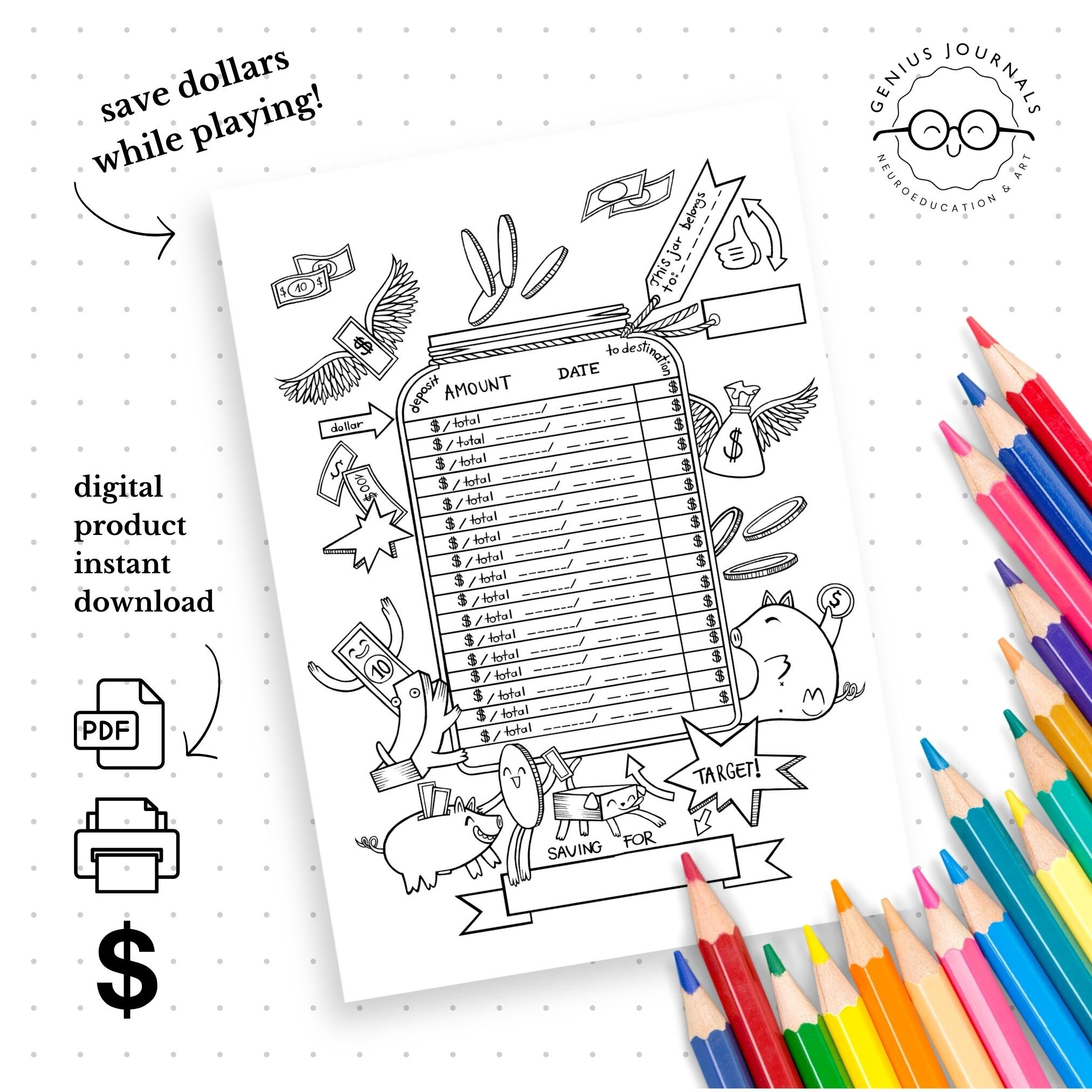 Money Tracker for Kids | Savings Log | Financial Literacy | Activity ...