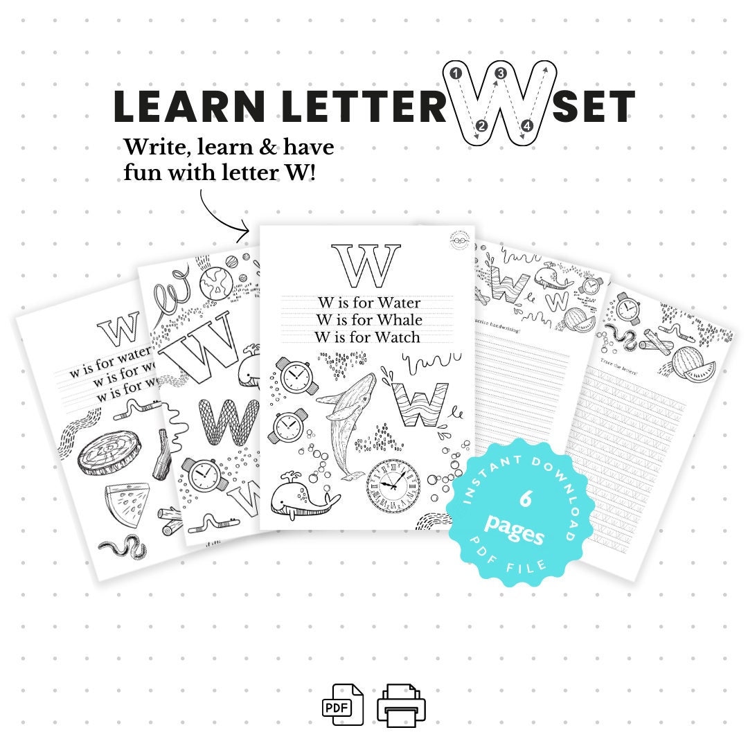 Letter of the Day "w" Worksheet Set | Learning Letters ABC Homeschool ...