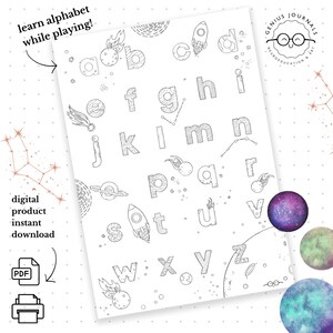 ABC Space Poster for Coloring Small Letters Homeschooling Coloring ...