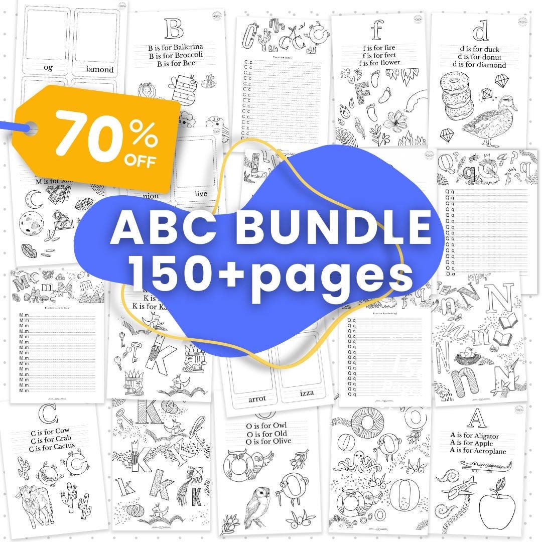 150+ Pages Bundle Letters A-Z Worksheet Set Hand-drawn | Learning ...