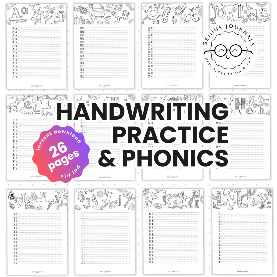 Handwriting Practice Full Set Worksheet ABC | Phonics Writing Sheets ...