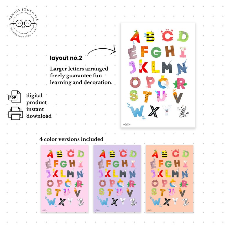 ABC Posters for Girls Set of 8 | Letters Homeschooling | Nursery Wall ...