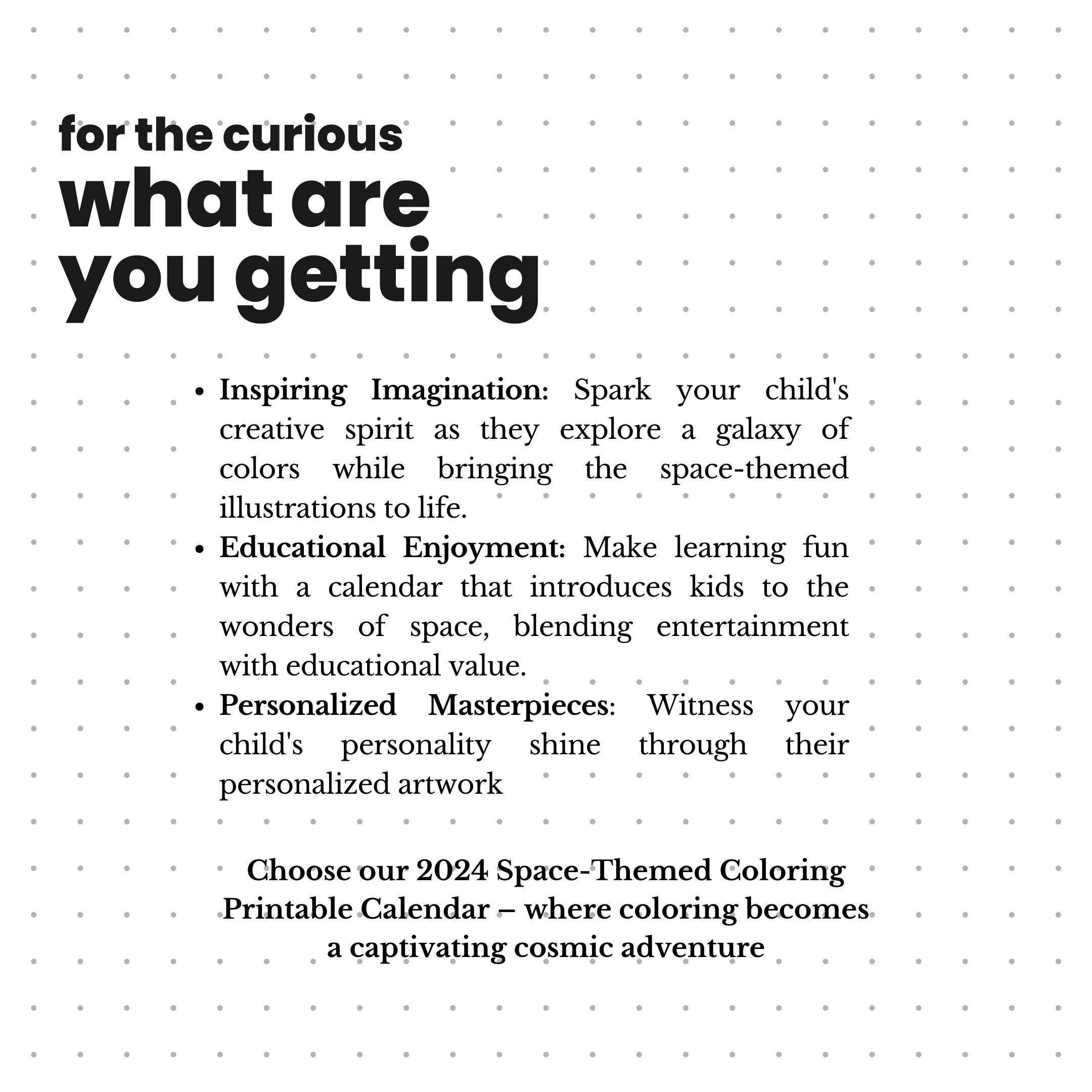 Calendar 2024 Space Printable Kids Calendar 2024 Homeschool Calendar ...