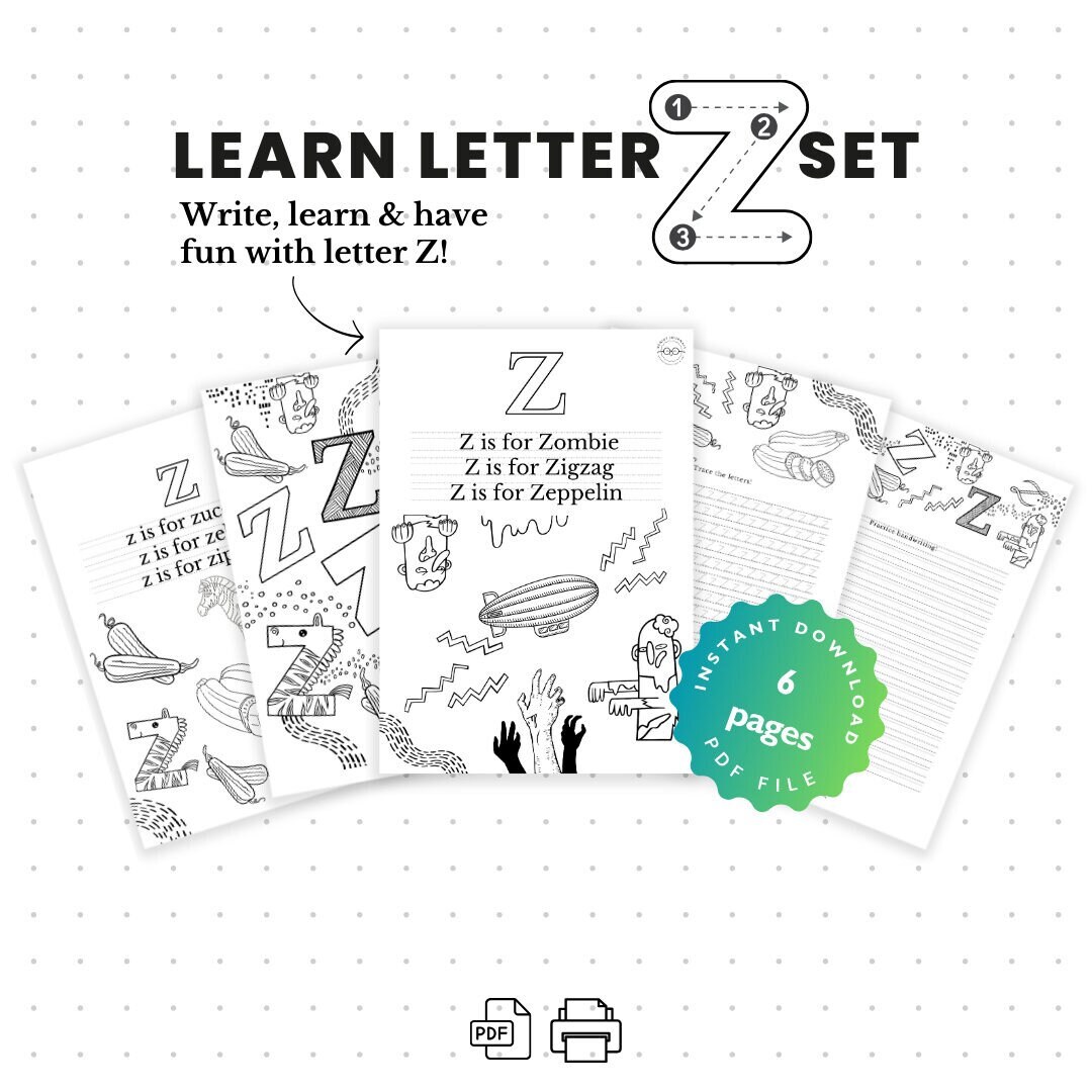 Letter "z" Worksheet Set ABC| Learning Letter of the Day Homeschooling ...