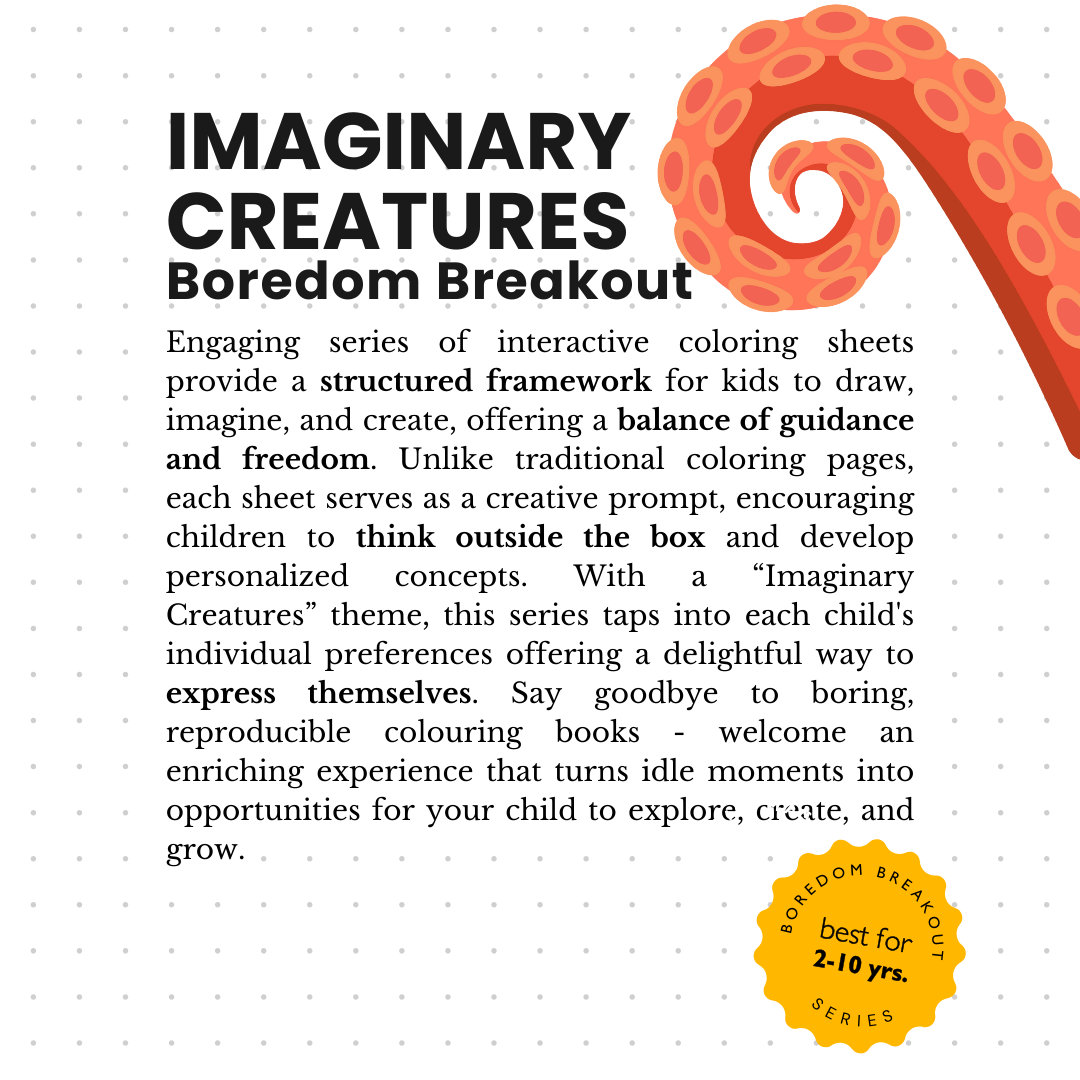 Colouring Set Imaginary Creatures | Activity Worksheets for Kids ...