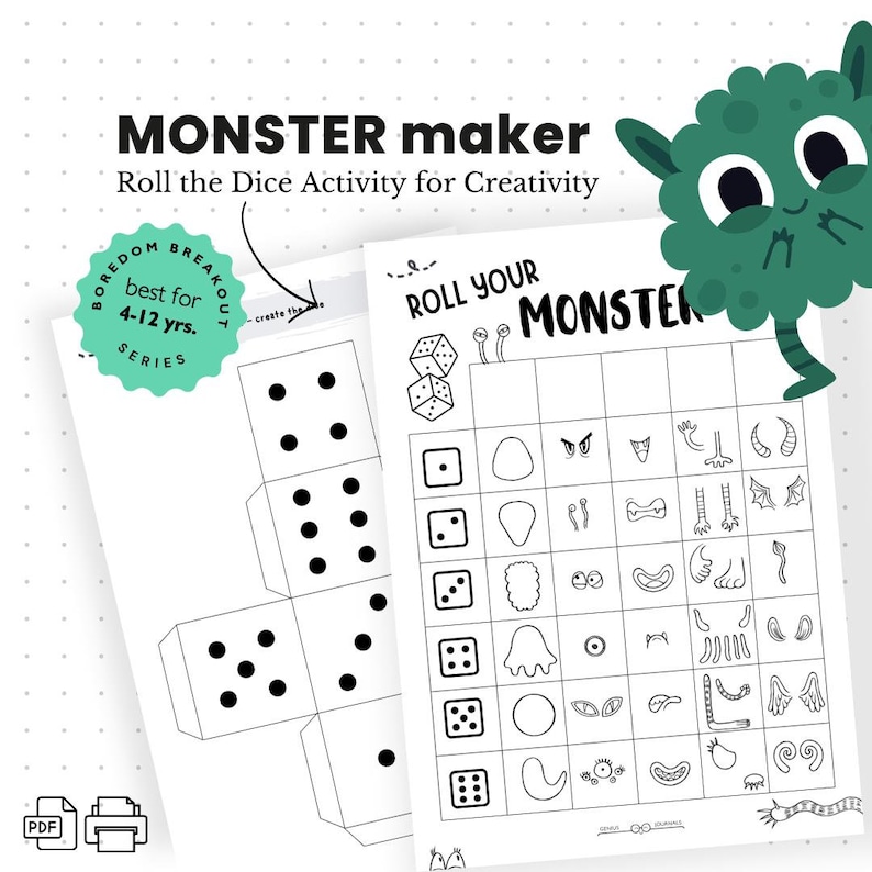 Roll the Dice Monster Maker Create Your Own Monster Activity Worksheets ...