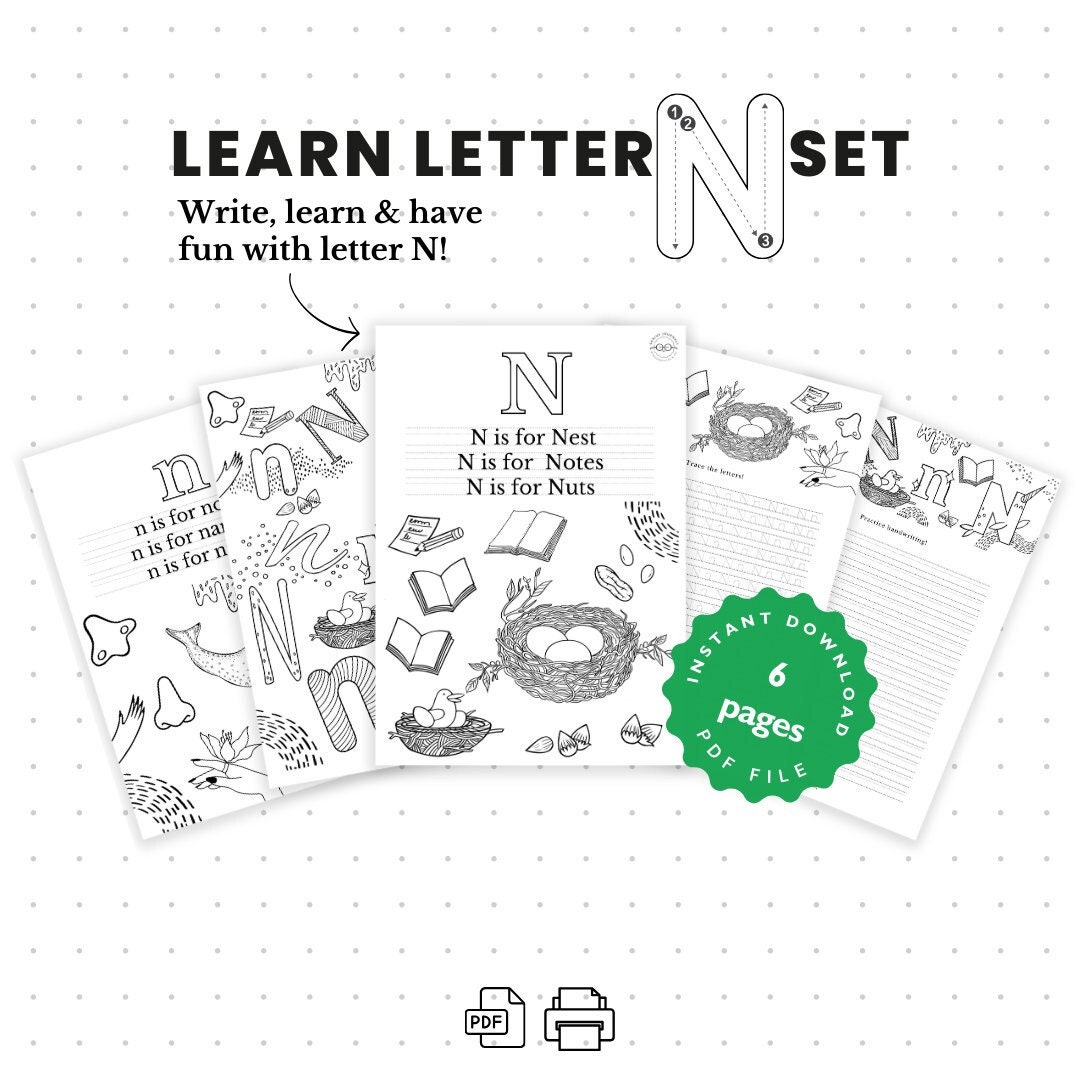 Letter of the Day "n" Worksheet Set | Learning Letters ABC Homeschool ...