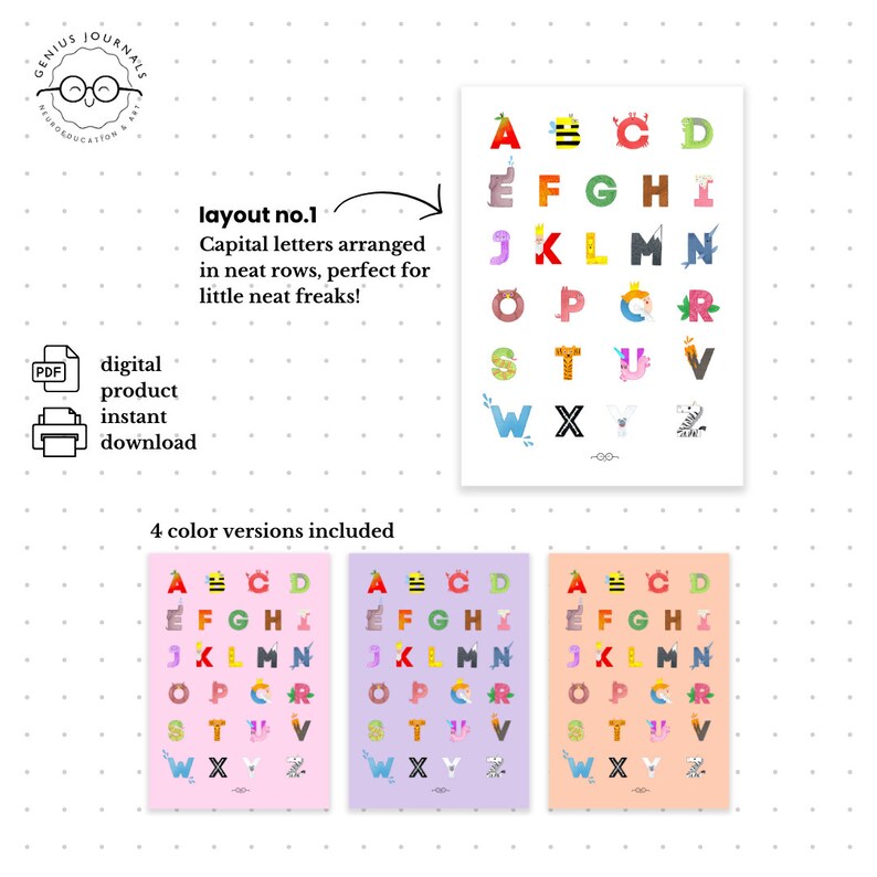 ABC Posters for Girls Set of 8 | Letters Homeschooling | Nursery Wall ...