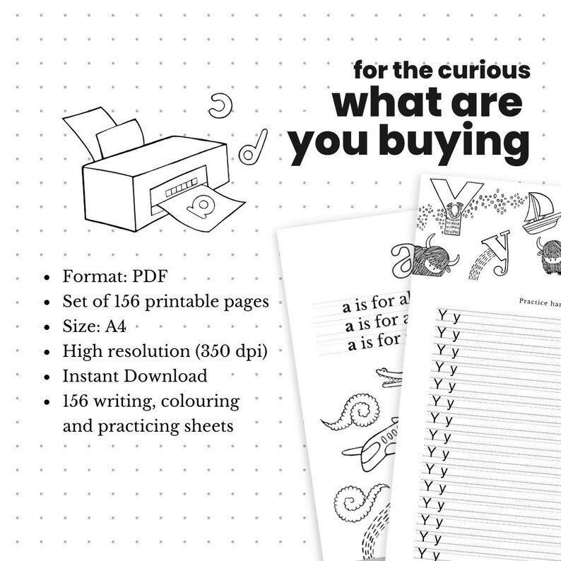 150+ Pages Bundle Letters A-Z Worksheet Set Hand-drawn | Learning ...