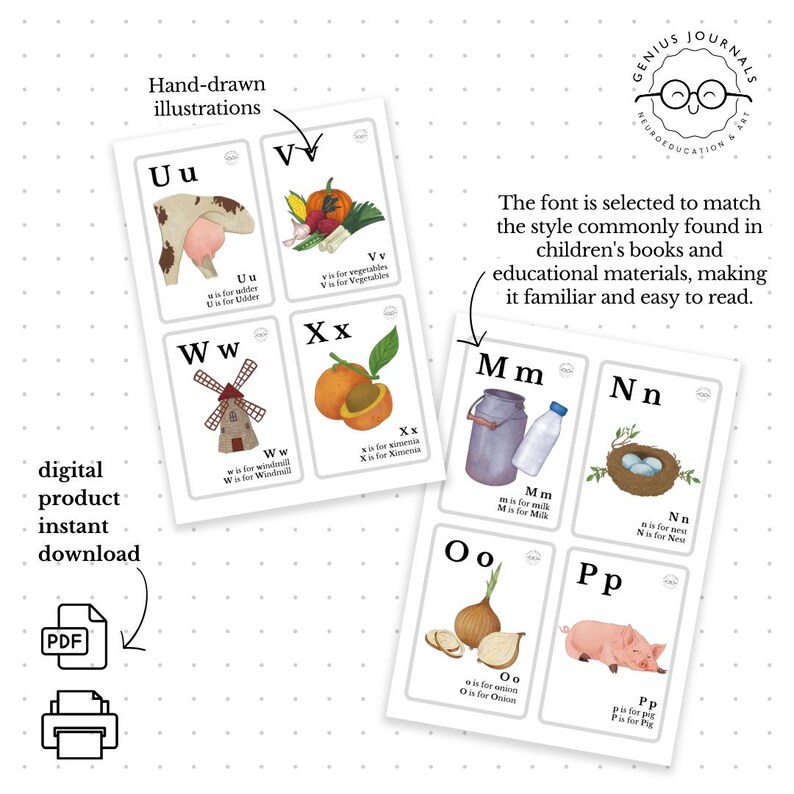 Farm Animal Alphabet Flashcards | Uppercase & Lowercase Letters ...