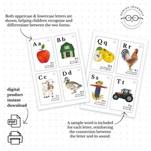 Farm Animal Alphabet Flashcards | Uppercase & Lowercase Letters ...