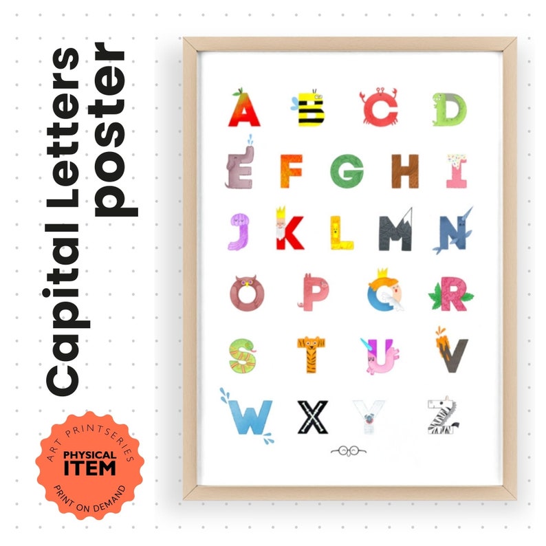 Joyful Alphabet Poster for Kids | Capital Letters Poster With Wooden ...