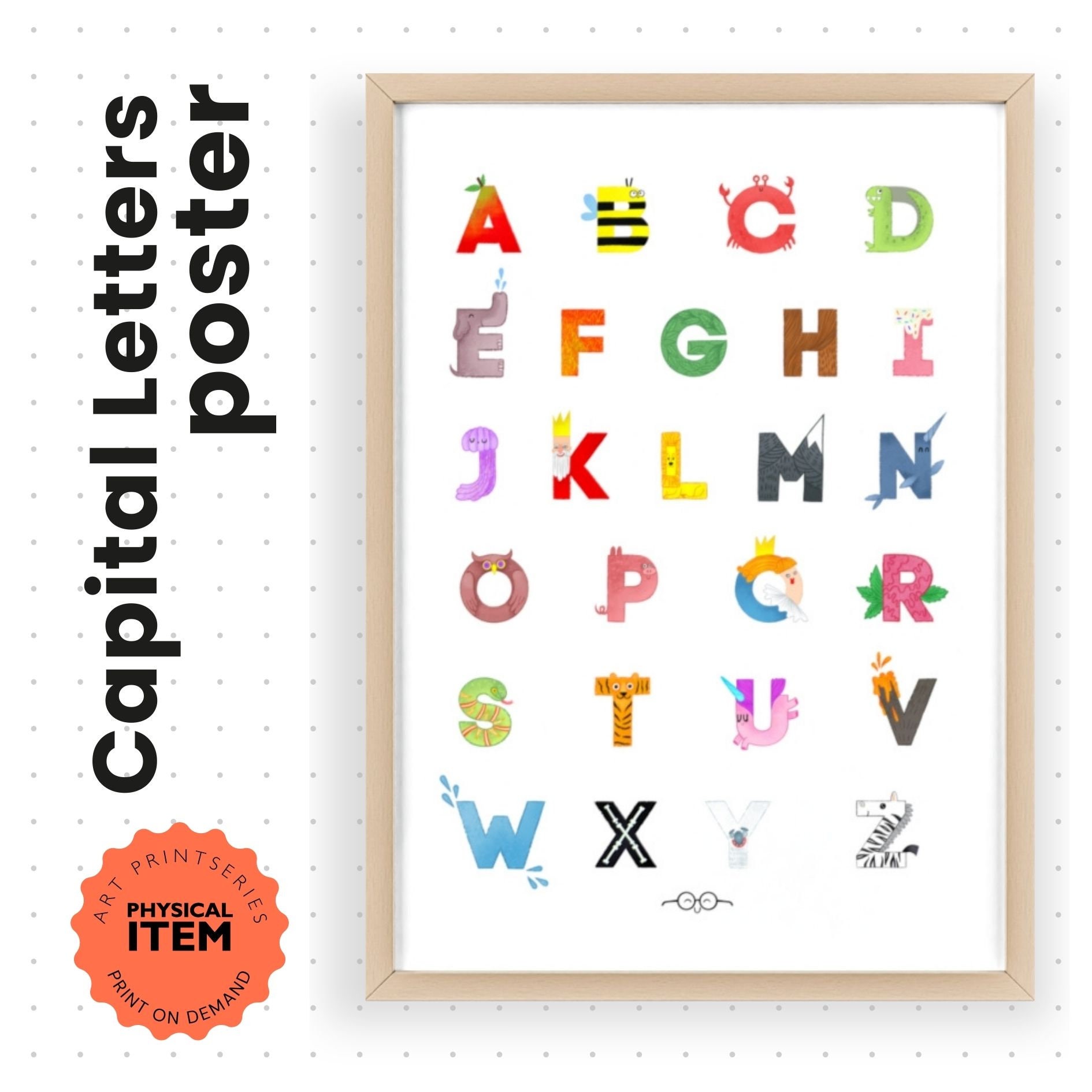 Joyful Alphabet Poster for Kids Capital Letters Poster With Wooden ...