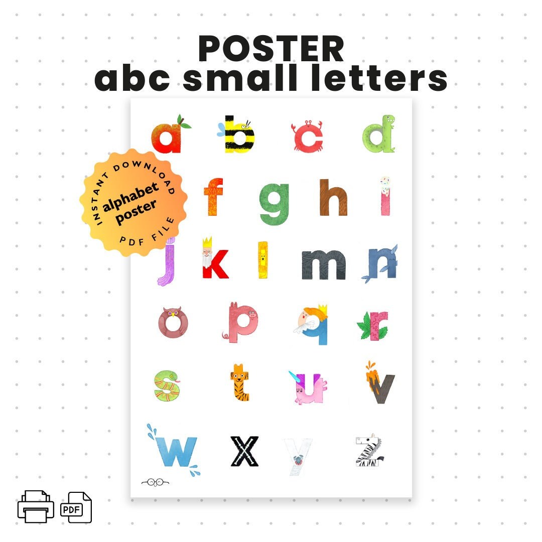 ABC Small Letters Poster White | Educational Posters | Homeschooling ...