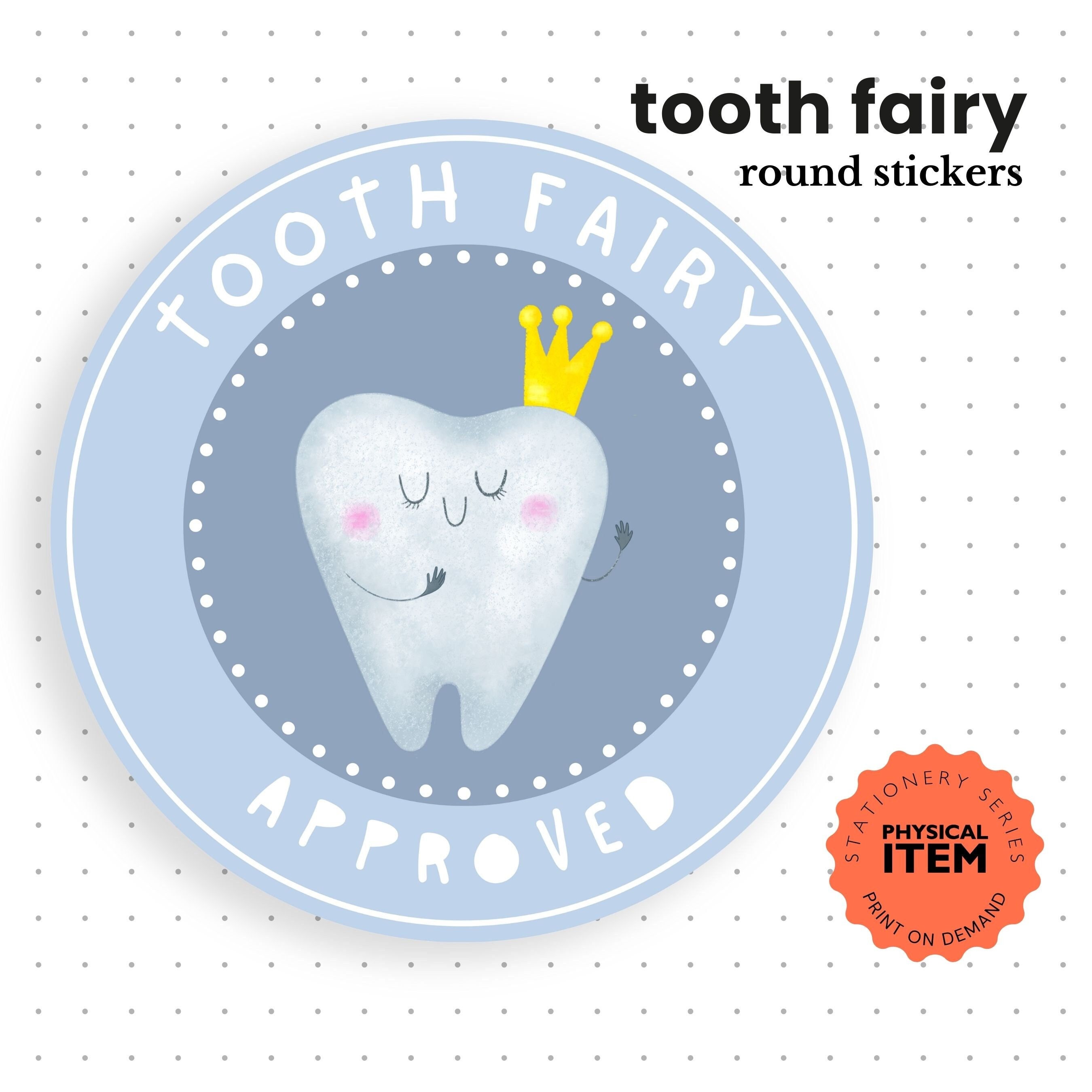 Tooth Fairy Round Stickers, Indoor\outdoor | Tooth Fairy Party Decor ...