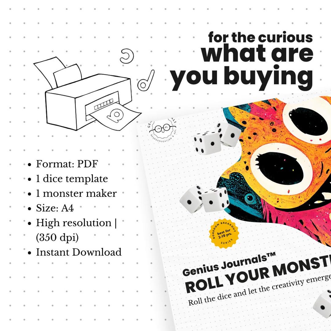 Roll the Dice Monster Maker Create Your Own Monster Activity Worksheets ...