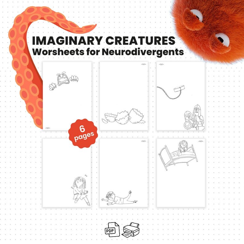 Colouring Set Imaginary Creatures | Activity Worksheets for Kids ...