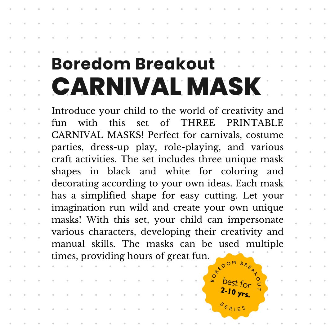 Carnival Mask Printable Cut & Assemble for Kids Costume Party ...
