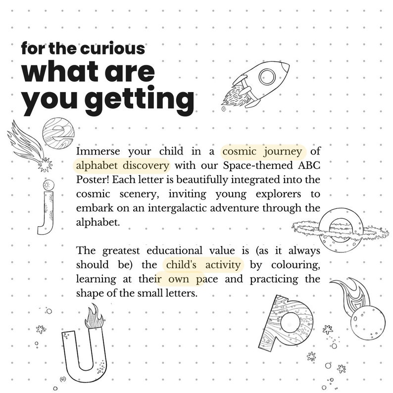 ABC Space Poster for Coloring Small Letters Homeschooling Coloring ...