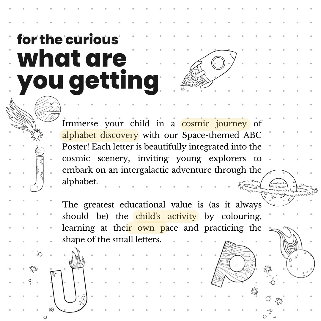 ABC Space Poster for Coloring | Small Letters Homeschooling Coloring ...