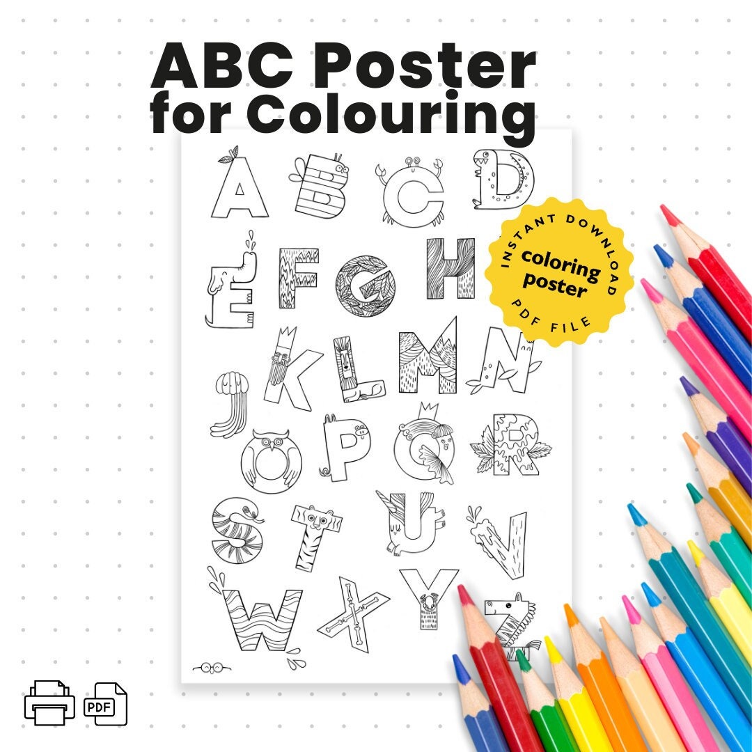 ABC Poster for Colouring | Letters Homeschooling Coloring Pages ...