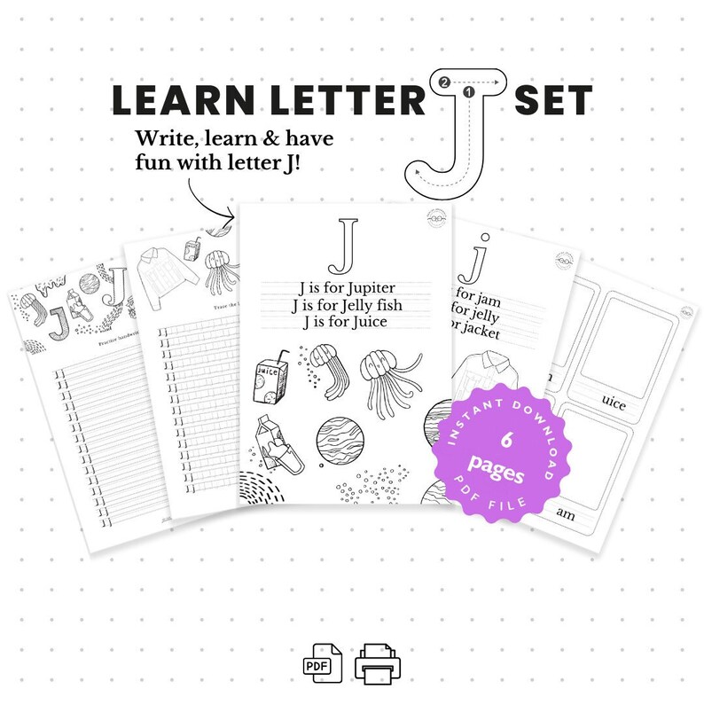 Letter of the Day j Worksheet Set Learning Letters ABC Homeschool ...