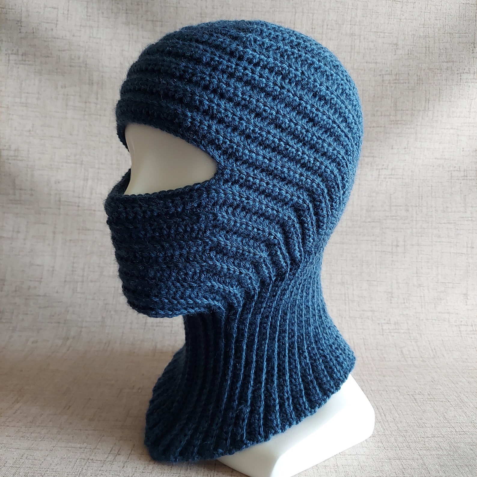 Crochet Balaclava Beanie Hat: Full Face Fitted Head Covering Ski Mask ...