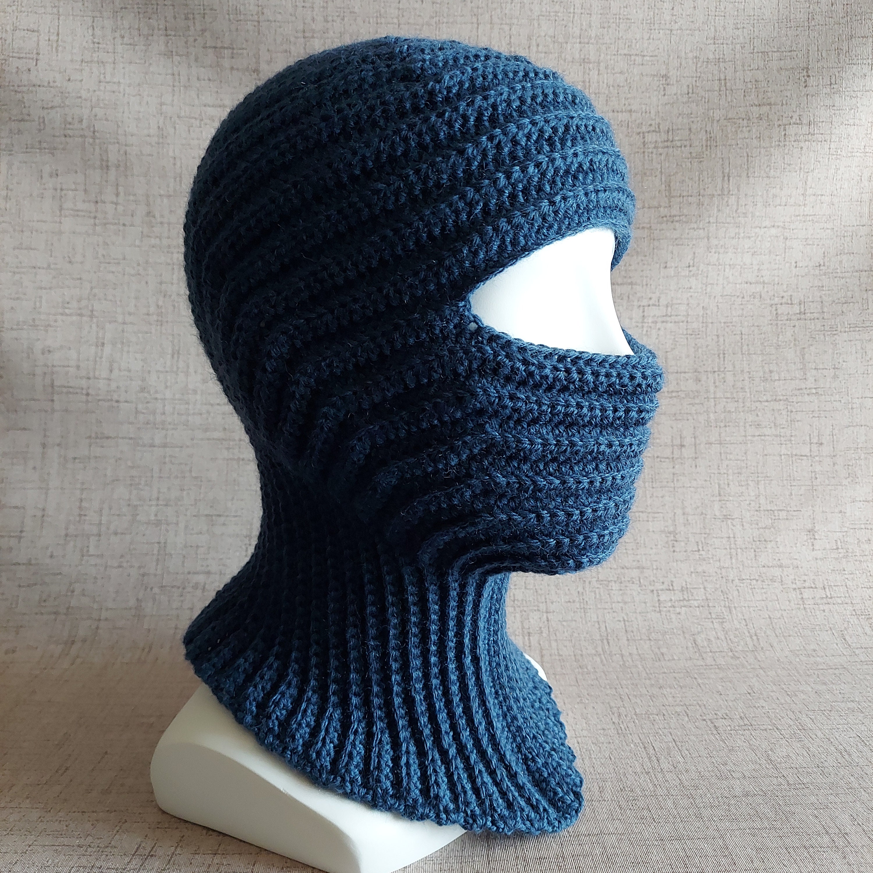 Crochet Balaclava Beanie Hat: Full Face Fitted Head Covering Ski Mask ...