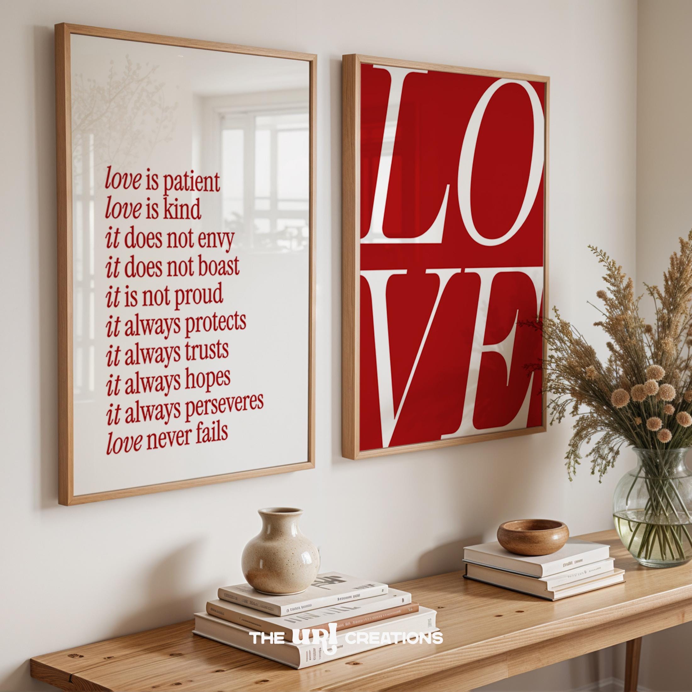 Christian Valentine Wall Art Printable Set of 3 Bible Verse Love Poster ...
