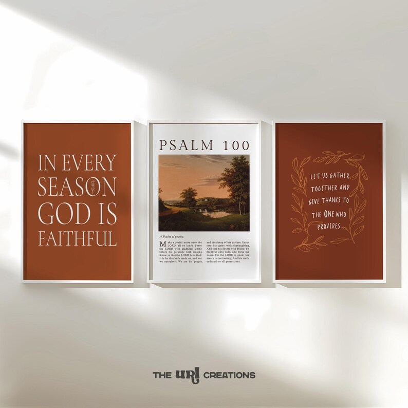 Set of 6 Autumn Christian Wall Art Prints, Psalms Bible Verse Wall Art ...