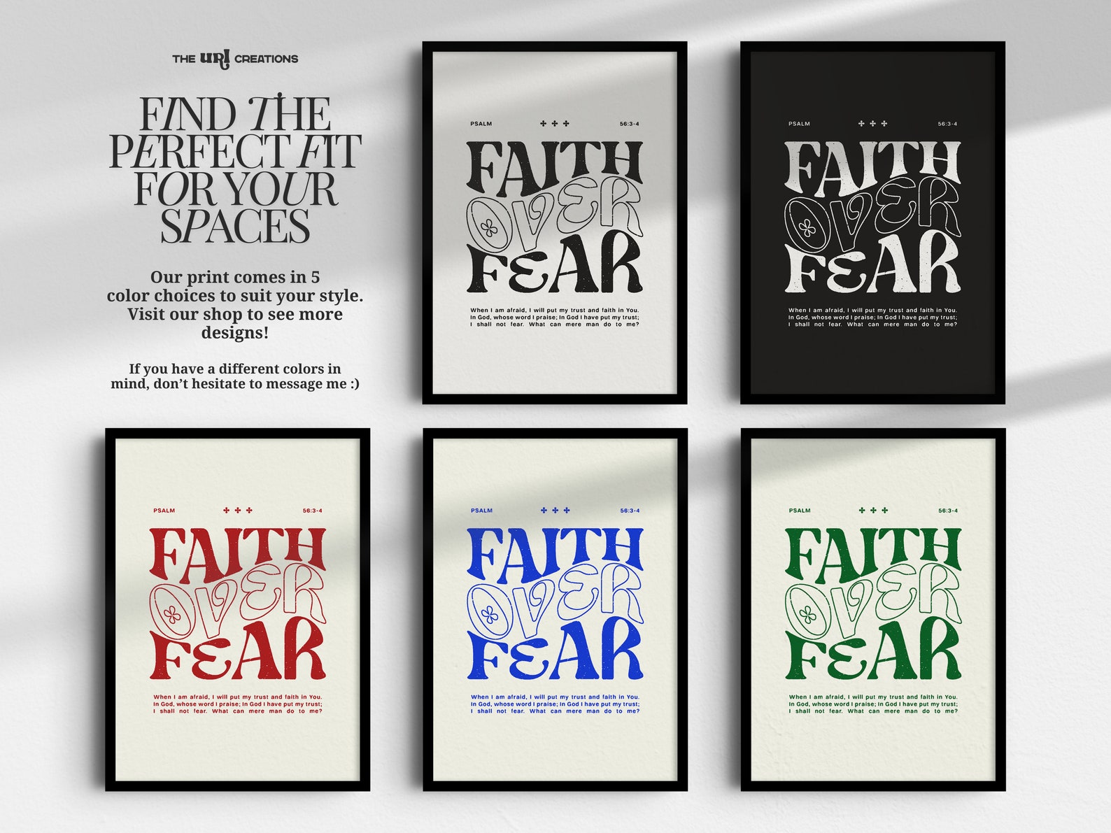 Faith Over Fear Christian Wall Art Printable Bible Verse Poster Digital ...