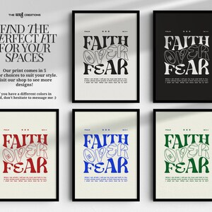 Faith Over Fear Christian Wall Art Printable Bible Verse Poster Digital ...