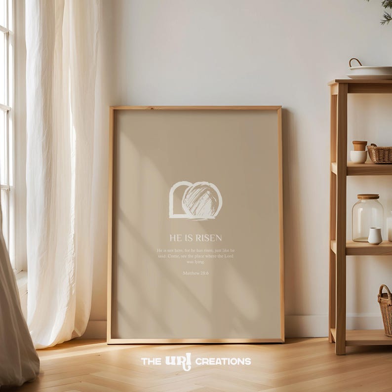 He is Risen Easter Printable Wall Art, Neutral Christian Wall Art ...
