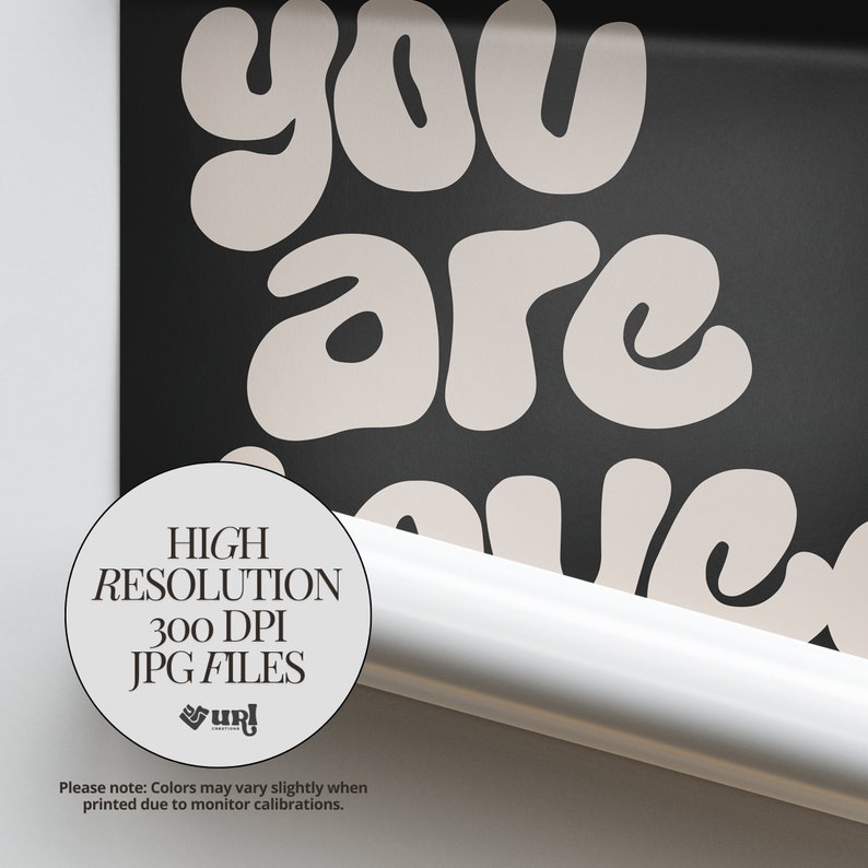 Affirmation Poster Black, You Are Loved Print, Inspirational Wall Art ...
